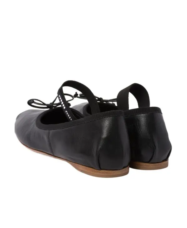 Miu Miu Logo Detail Ballerina Flats - Black