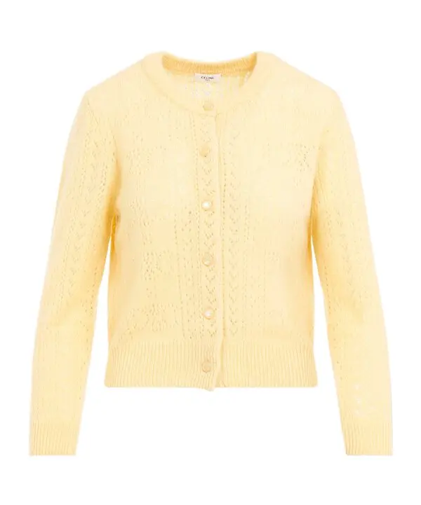 Celine Shetland Pointelle Cardigan - Yellow