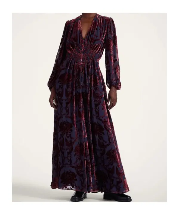 La DoubleJ Long Camerino Devoré Velvet Dress
