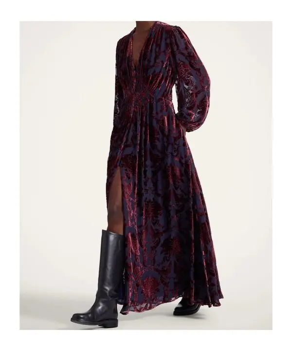 La DoubleJ Long Camerino Devoré Velvet Dress