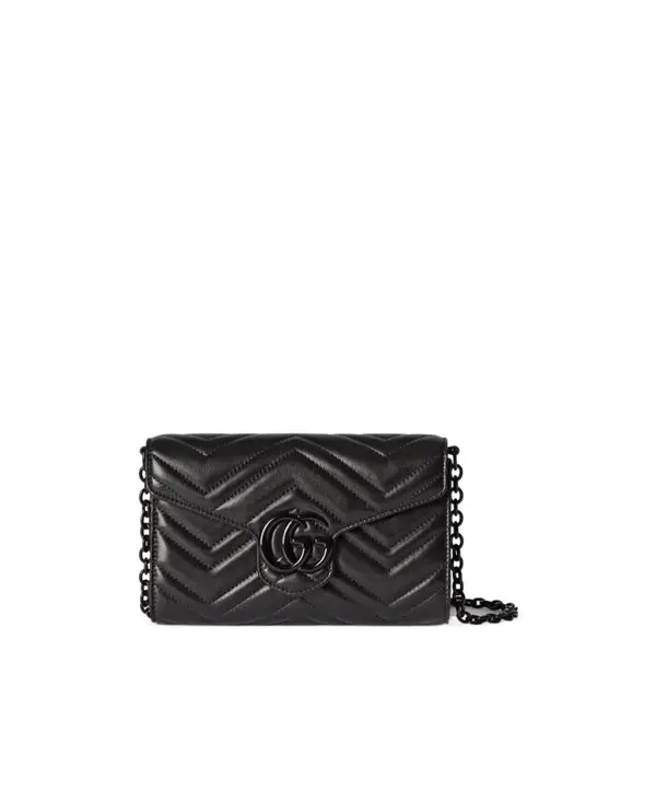 Gucci Chain Linked Gg Marmont Wallet - Black
