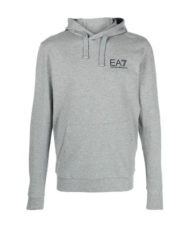 EA7 Logo-print Drawstring Hoodie - Gray