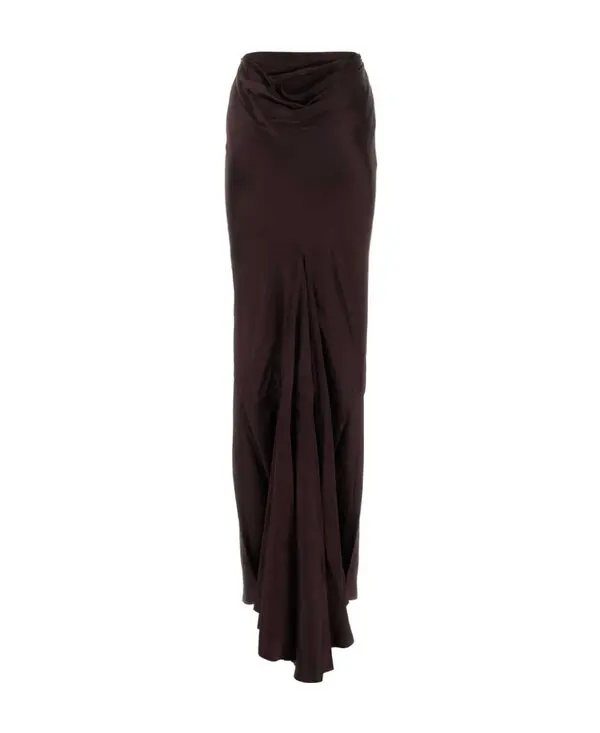 ANN DEMEULEMEESTER Draped Satin Asymmetric Hem Skirt