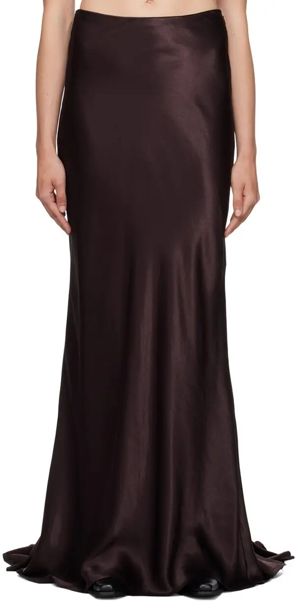 ANN DEMEULEMEESTER Draped Satin Asymmetric Hem Skirt