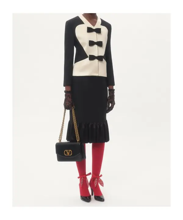 Valentino Garavani Bow Detail Ruffled Hem Skirt