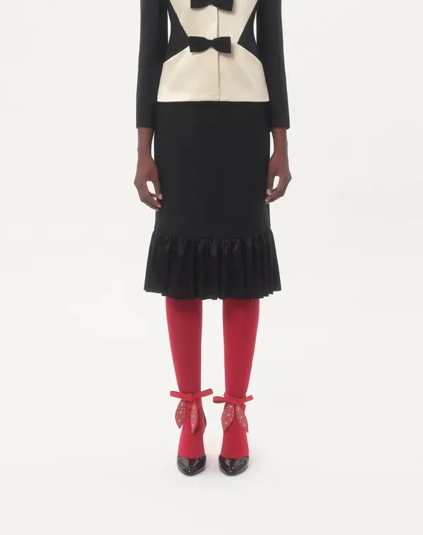 Valentino Garavani Bow Detail Ruffled Hem Skirt