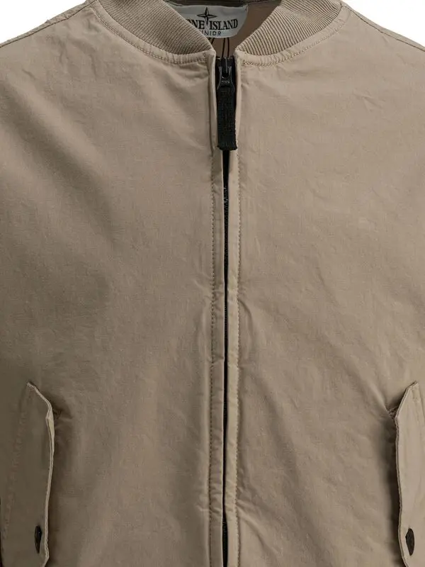 Stone Island Logo Patch Bomber Jacket - Beige