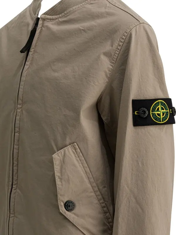 Stone Island Logo Patch Bomber Jacket - Beige