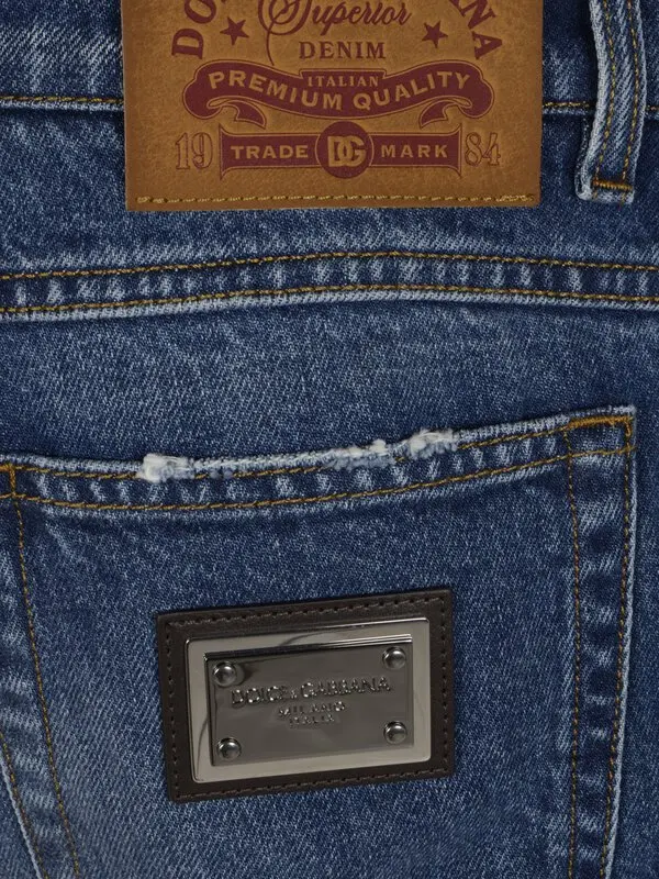 Dolce & Gabbana Logo Plaque Straight Leg Jeans