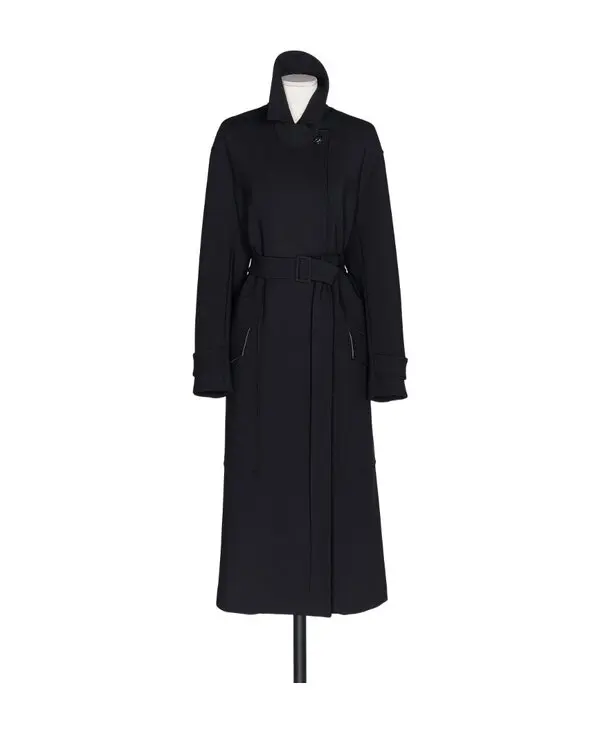 Max Mara Wool Coat With Belt And Contrasting Trim