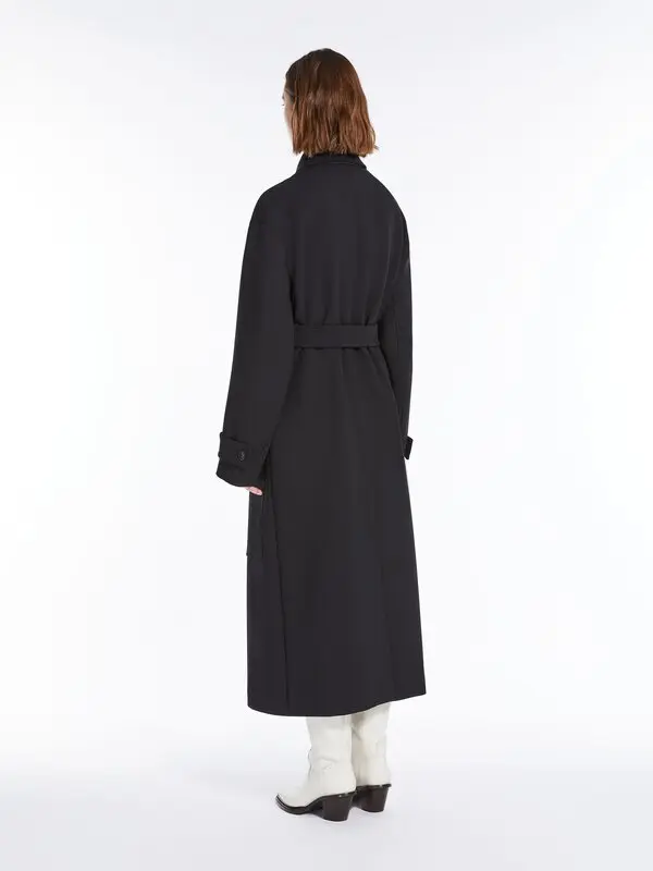 Max Mara Wool Coat With Belt And Contrasting Trim