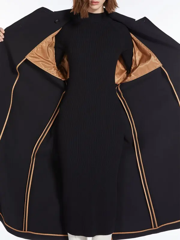 Max Mara Wool Coat With Belt And Contrasting Trim