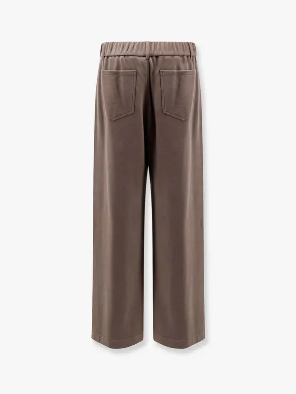 Brunello Cucinelli Wide Leg Trousers With Drawstring Waist - Brown