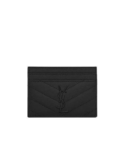 Saint Laurent Cassandre Matelass Card Case - Black