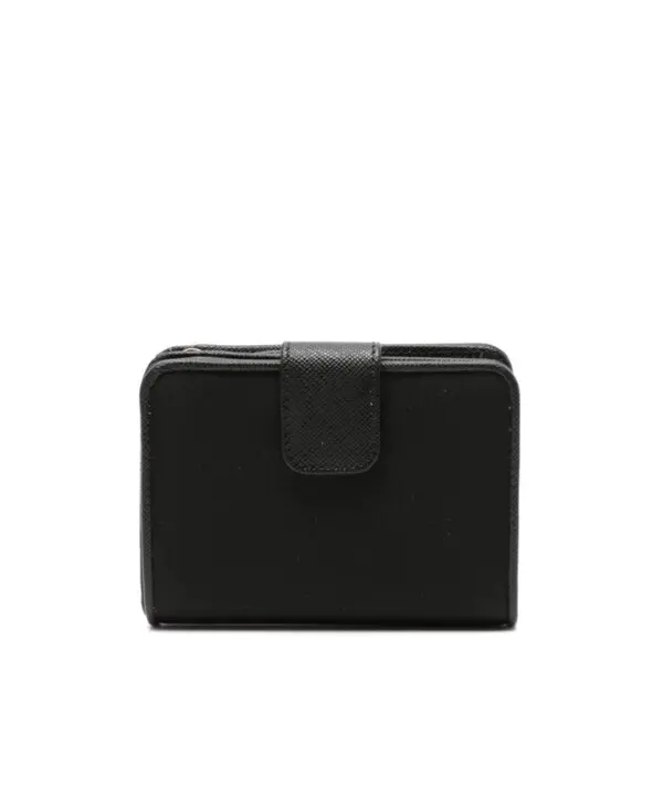 Prada Enamel Triangle-logo Bi-fold Wallet - Black