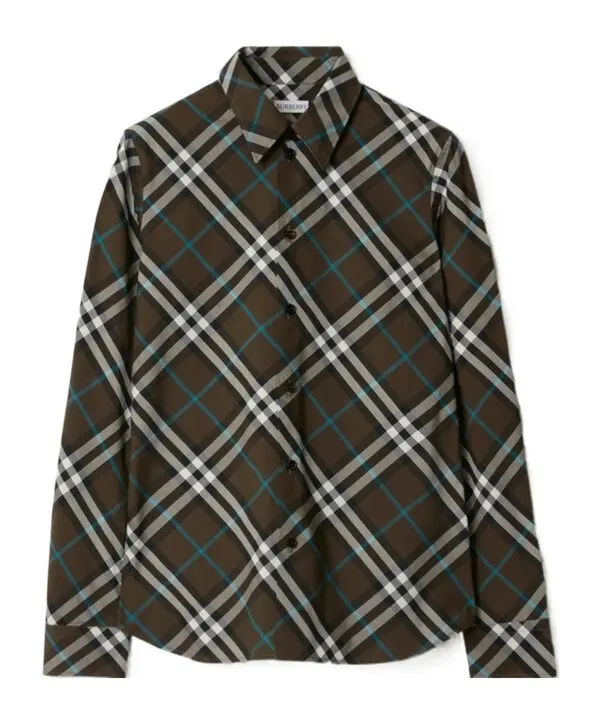 Burberry Long Sleeve Checked Shirt - Black