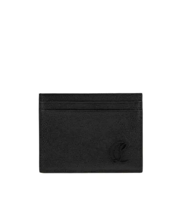 CHRISTIAN LOUBOUTIN Mooncrest Logo Embroidered Card Holder - Black