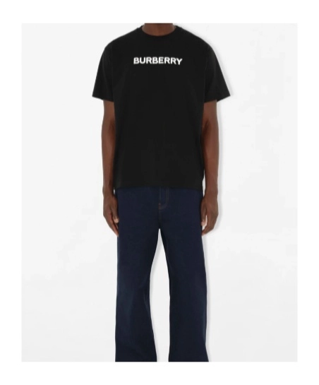 Burberry Logo Printed Crewneck T-shirt - Black