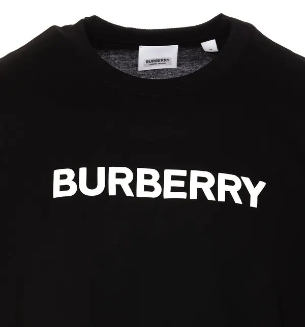 Burberry Logo Printed Crewneck T-shirt - Black