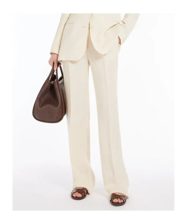 Max Mara Cordova Pleat Detailed Straight Leg Trousers - Beige