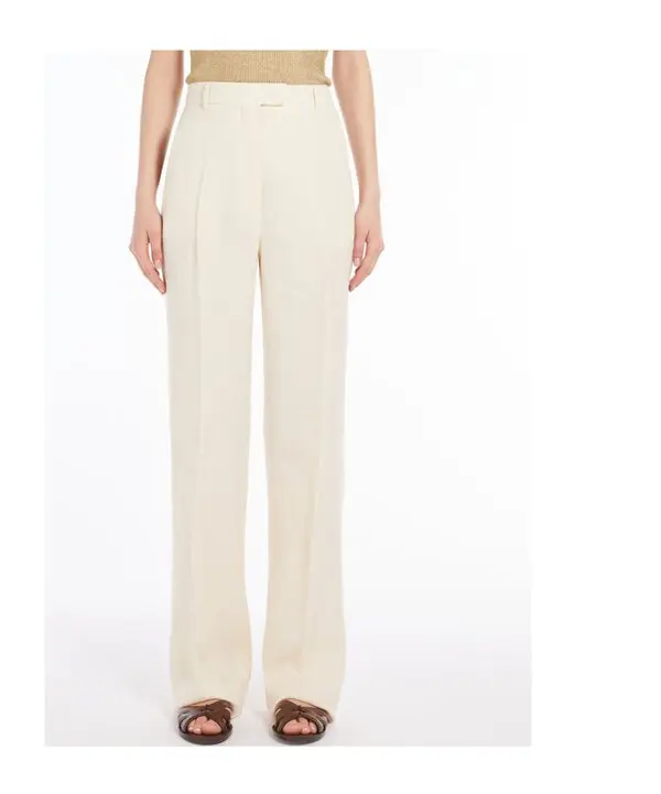 Max Mara Cordova Pleat Detailed Straight Leg Trousers - Beige
