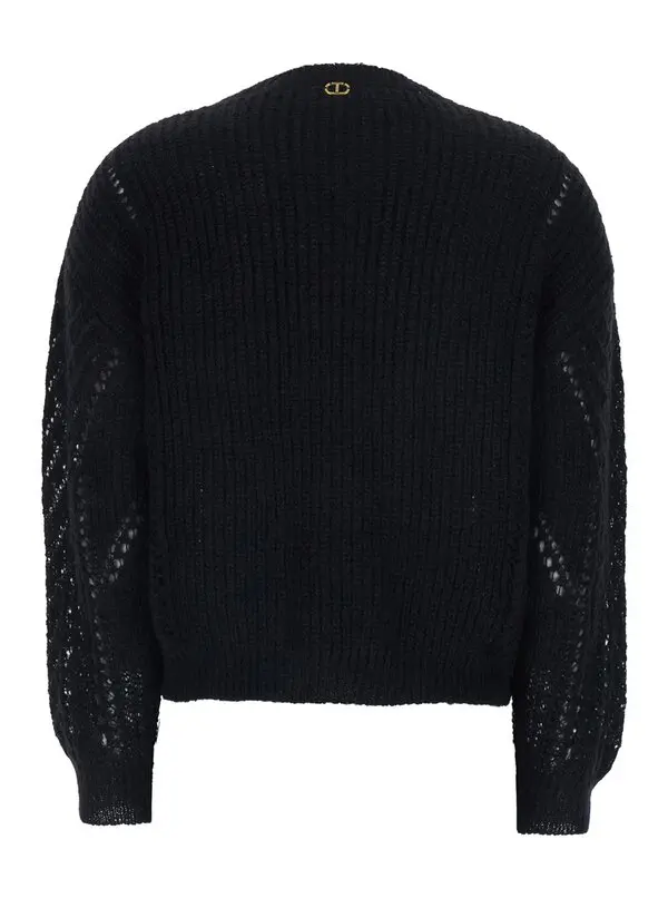 TWINSET Openwork Crewneck Jumper - Black