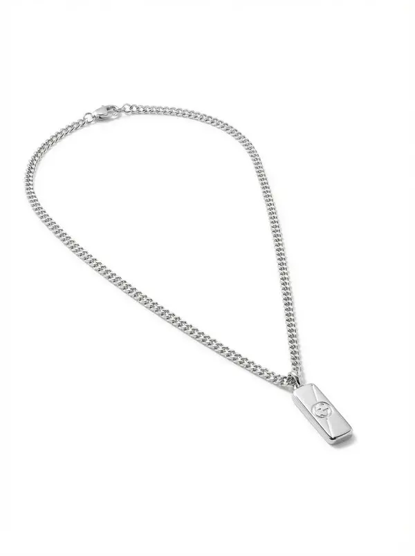Gucci Diagonal Interlocking G Necklace - Gray