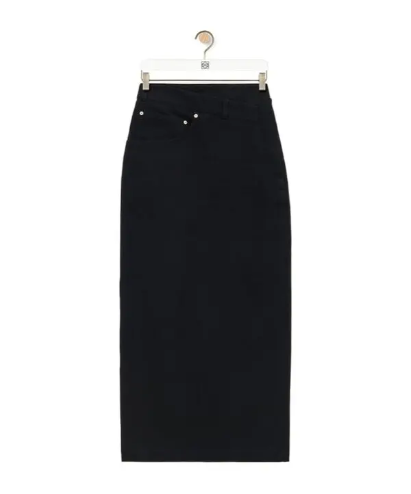 Loewe Deconstructed Denim Midi Skirt - Black