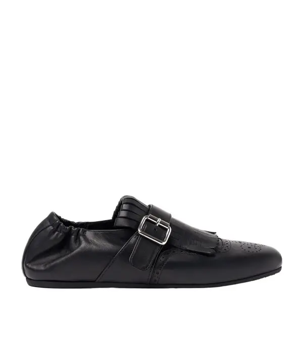SCAROSSO Julian Fringed Monk Loafers - Black