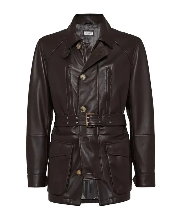 Brunello Cucinelli Belted Leather Parka - Arabica