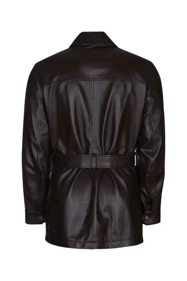 Brunello Cucinelli Belted Leather Parka