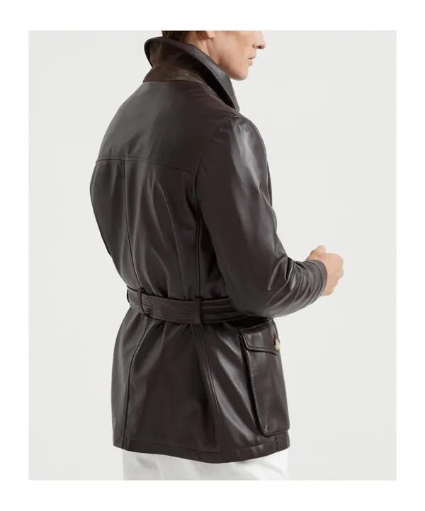 Brunello Cucinelli Belted Leather Parka