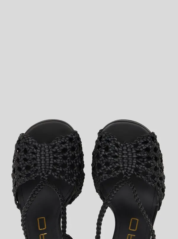Etro Braided Ankle-strap Heeled Sandals - Black