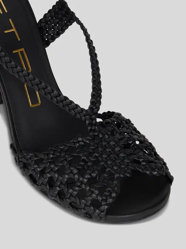 Etro Braided Ankle-strap Heeled Sandals - Black