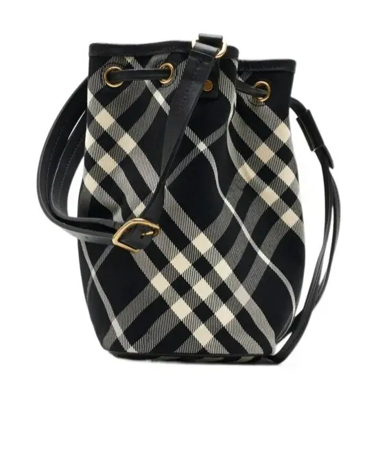 Burberry Checked Drawstring Mini Bucket Bag