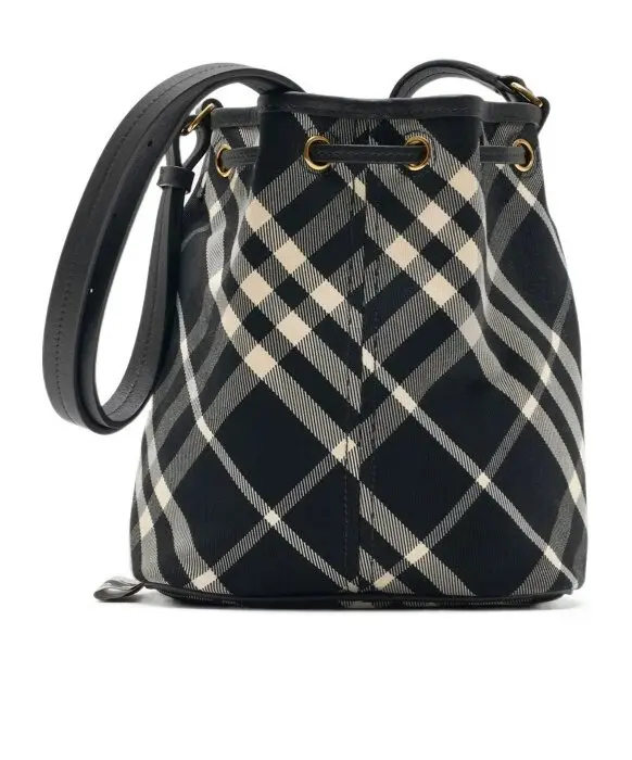 Burberry Checked Drawstring Mini Bucket Bag