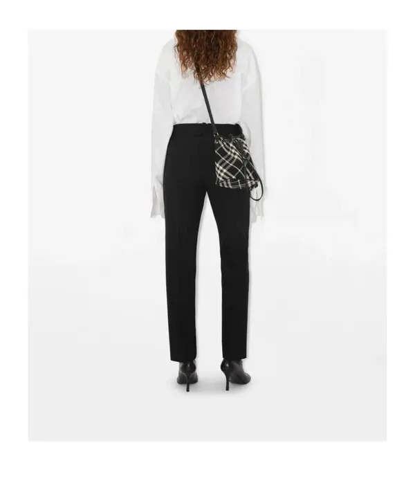 Burberry Checked Drawstring Mini Bucket Bag
