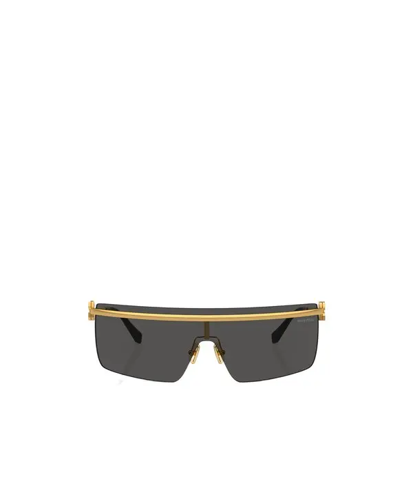 Miu Miu Single Lens Sunglasses With Logo Embellished Temples - Black