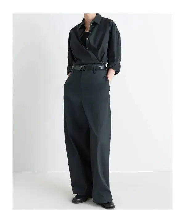 LEMAIRE Long Sleeve Asymmetrical Button-down Shirt - Black