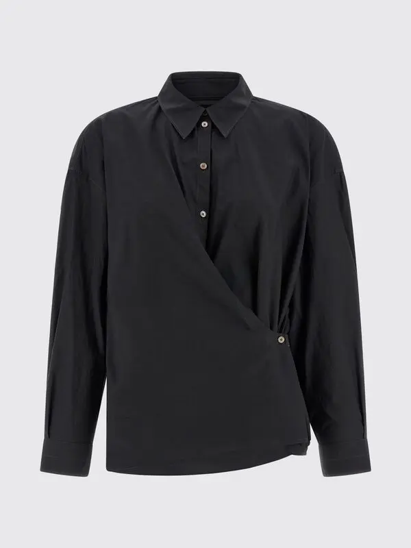 LEMAIRE Long Sleeve Asymmetrical Button-down Shirt - Squid Ink