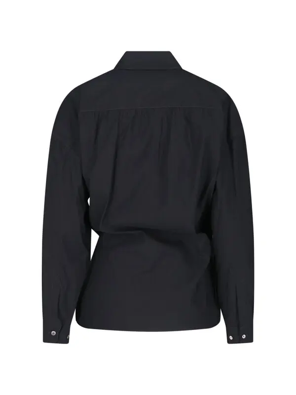 LEMAIRE Long Sleeve Asymmetrical Button-down Shirt - Squid Ink