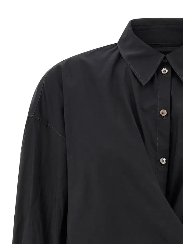 LEMAIRE Long Sleeve Asymmetrical Button-down Shirt - Squid Ink