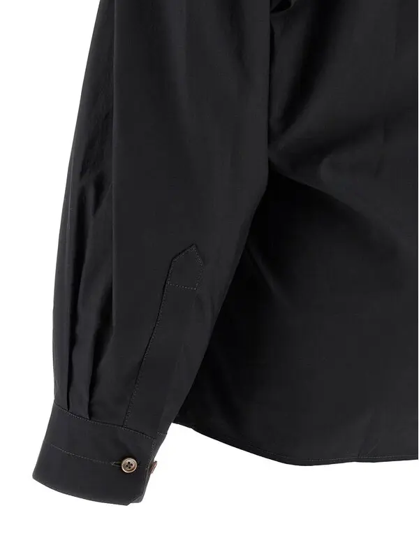 LEMAIRE Long Sleeve Asymmetrical Button-down Shirt - Squid Ink