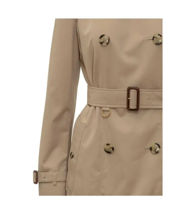 Burberry Double Breasted Belted Trench Coat - Beige