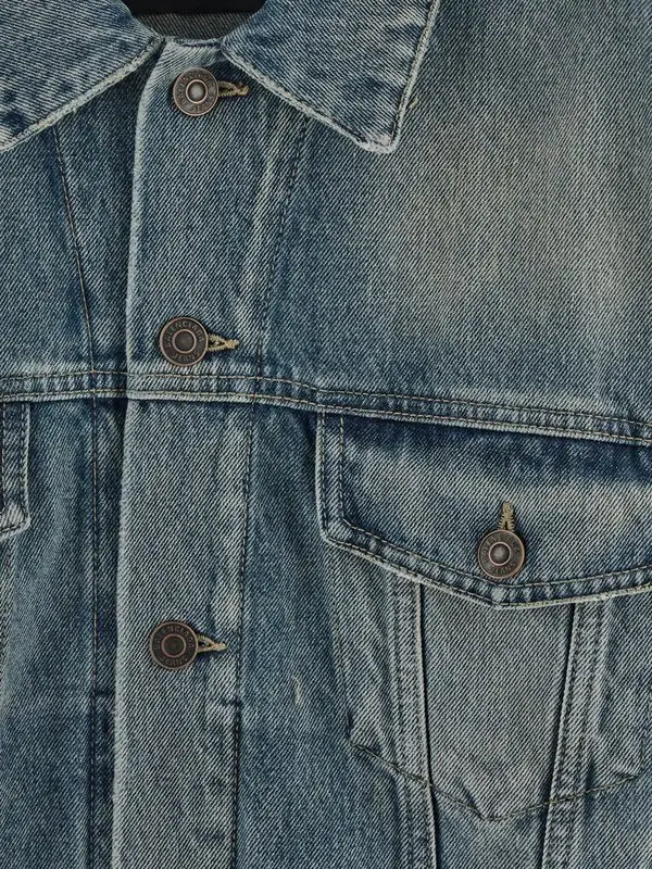 Balenciaga Logo Rhinestone Embellished Denim Jacket