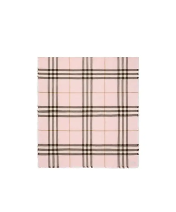 Burberry Wide Check Frayed-edge Scarf - Bow Pink