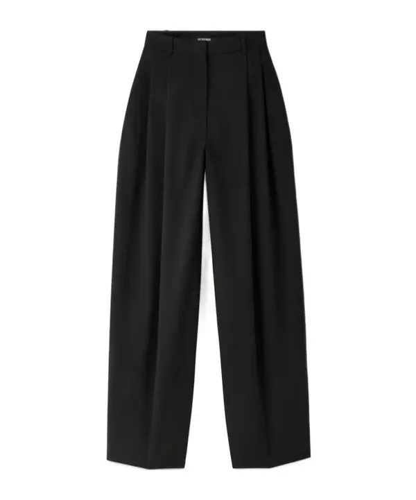 Jacquemus Pleated Front Wide Leg Trousers - Black
