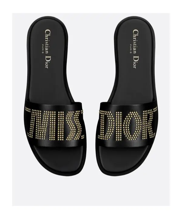 Dior Dway Slide Embellished With Miss Logo - Black