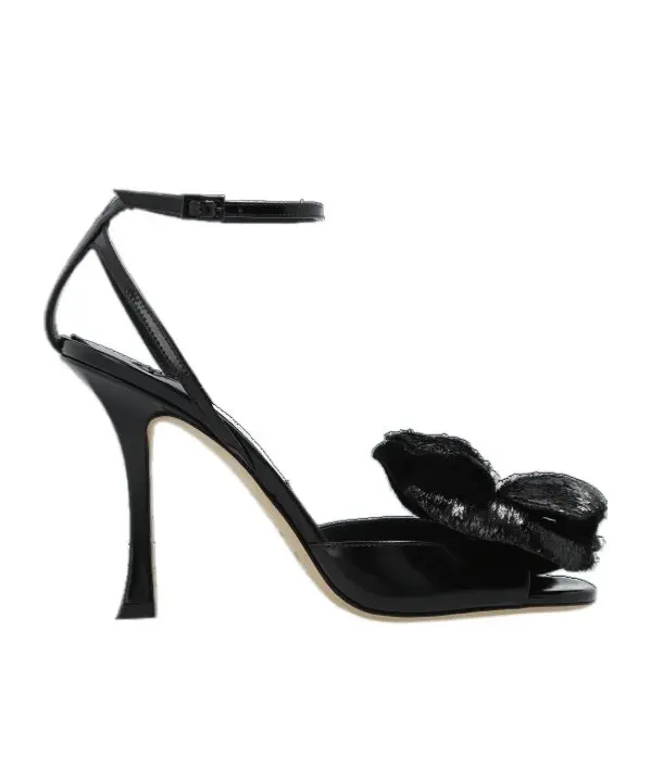 JIMMY CHOO Open-toe High Heel Sandals With Floral Embellishment - Black