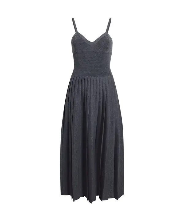 Khaite Elio Spaghetti Strap Pleated Midi Dress - Black